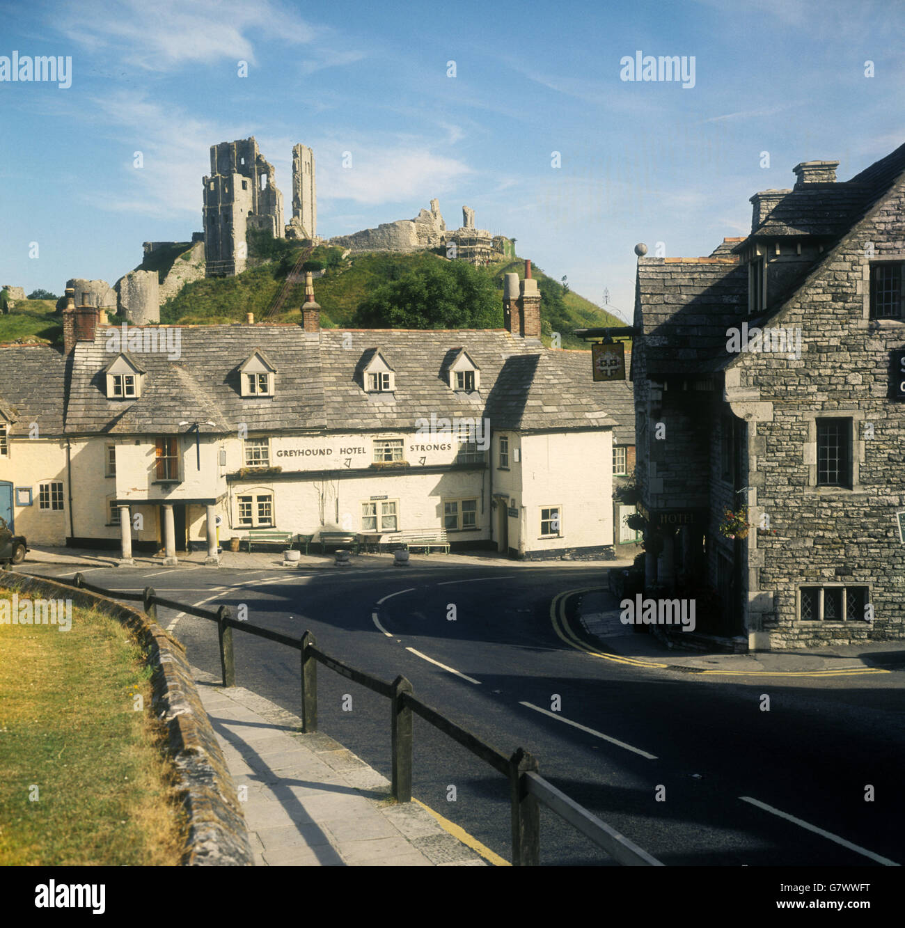 Buildings and Landmarks - Corfe Castle - Dorset. A view of Corfe Castle ...