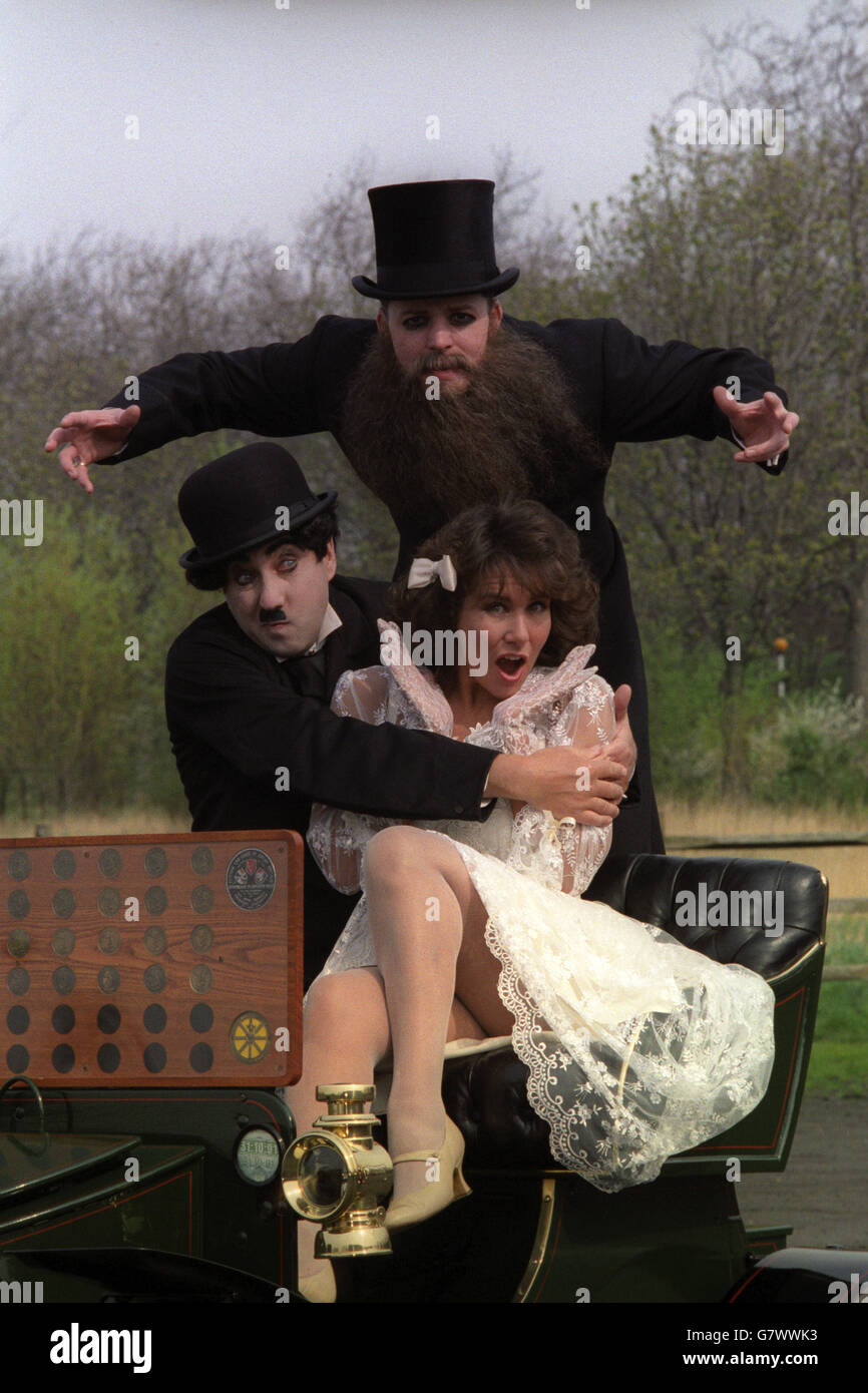 Comedian Keith Harris (l), as Charlie Chaplin, with model and actress ...