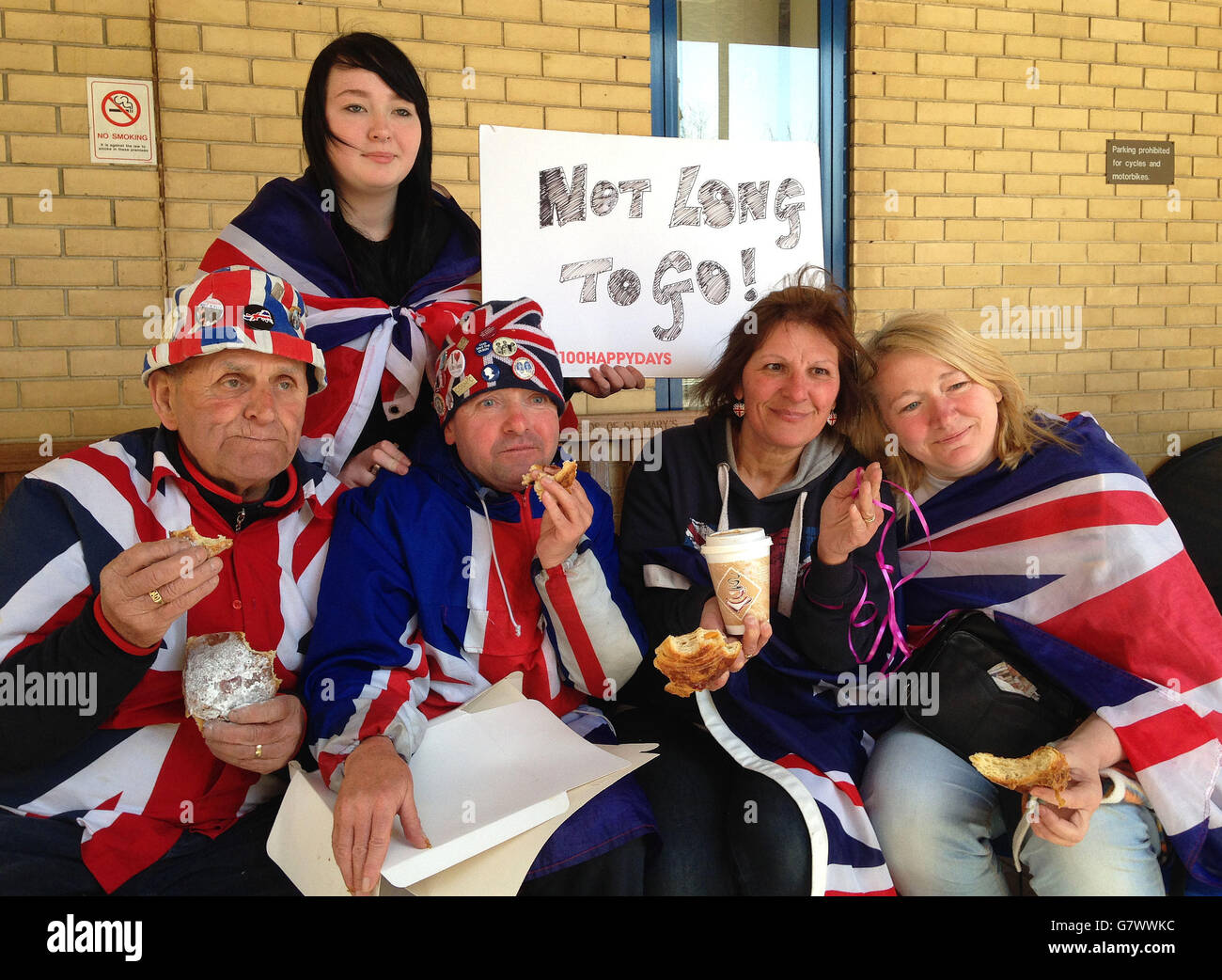 (From the left) Royal fans Terry Hutt, John Loughry, Kathy Martin ...