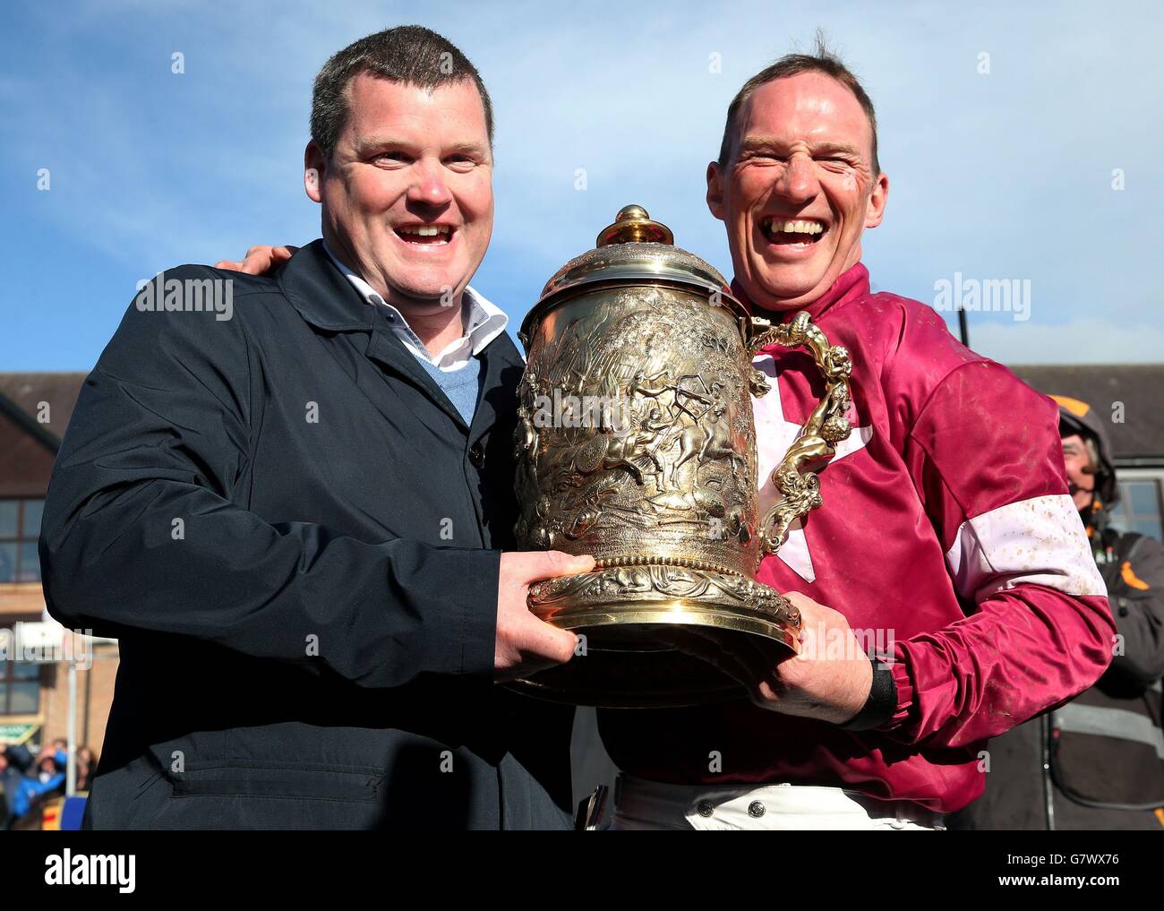 Jockey Paul Carberry (right) and trainer Gordon Elliott celebrates ...