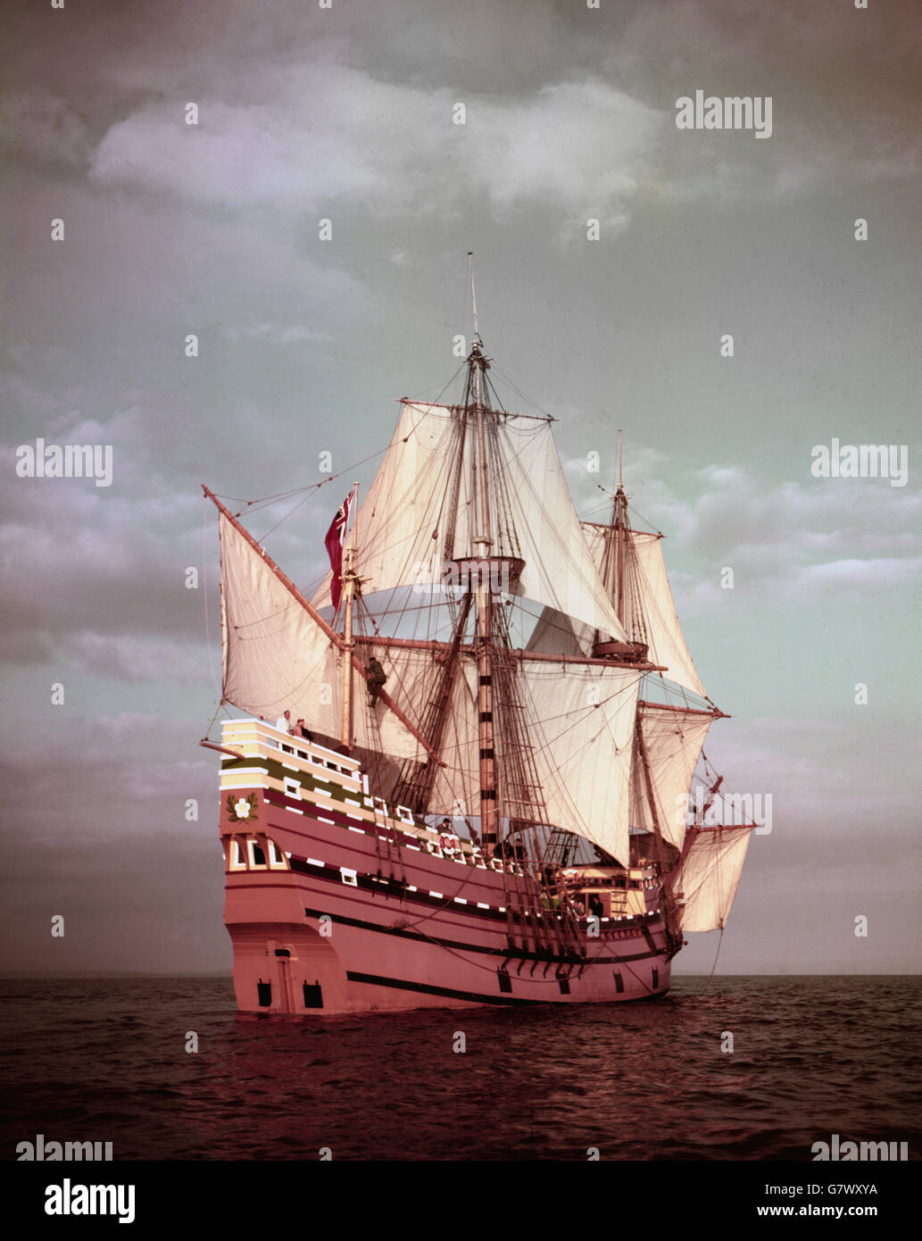 History - Mayflower Replica - Brixham Stock Photo - Alamy