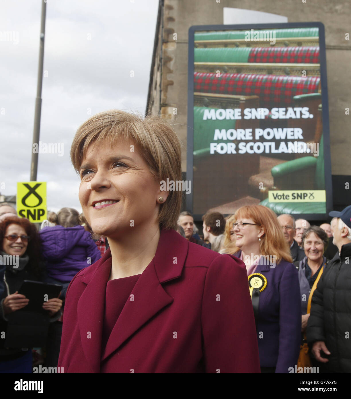 First Minister Nicola Sturgeon unveils the SNP's final poster of the ...