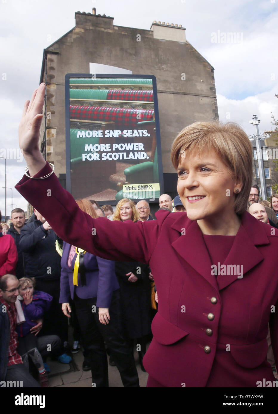 First Minister Nicola Sturgeon unveils the SNP's final poster of the ...