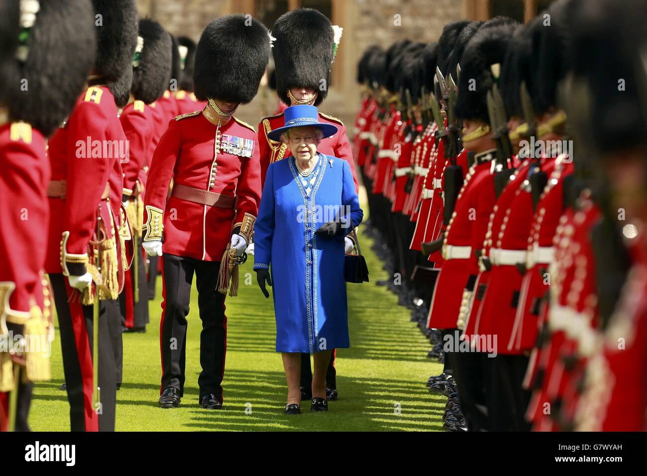 Queen Elizabeth II inspects the 1st Battalion Welsh Guards before ...