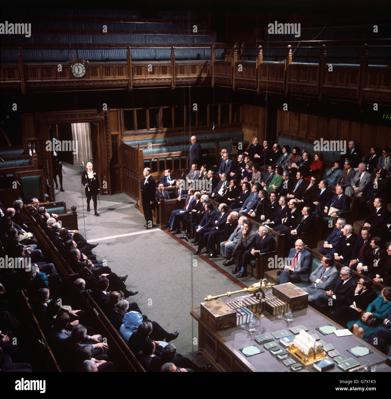 Labour MPs wait in the commons to be summoned by Black Rod to the House ...