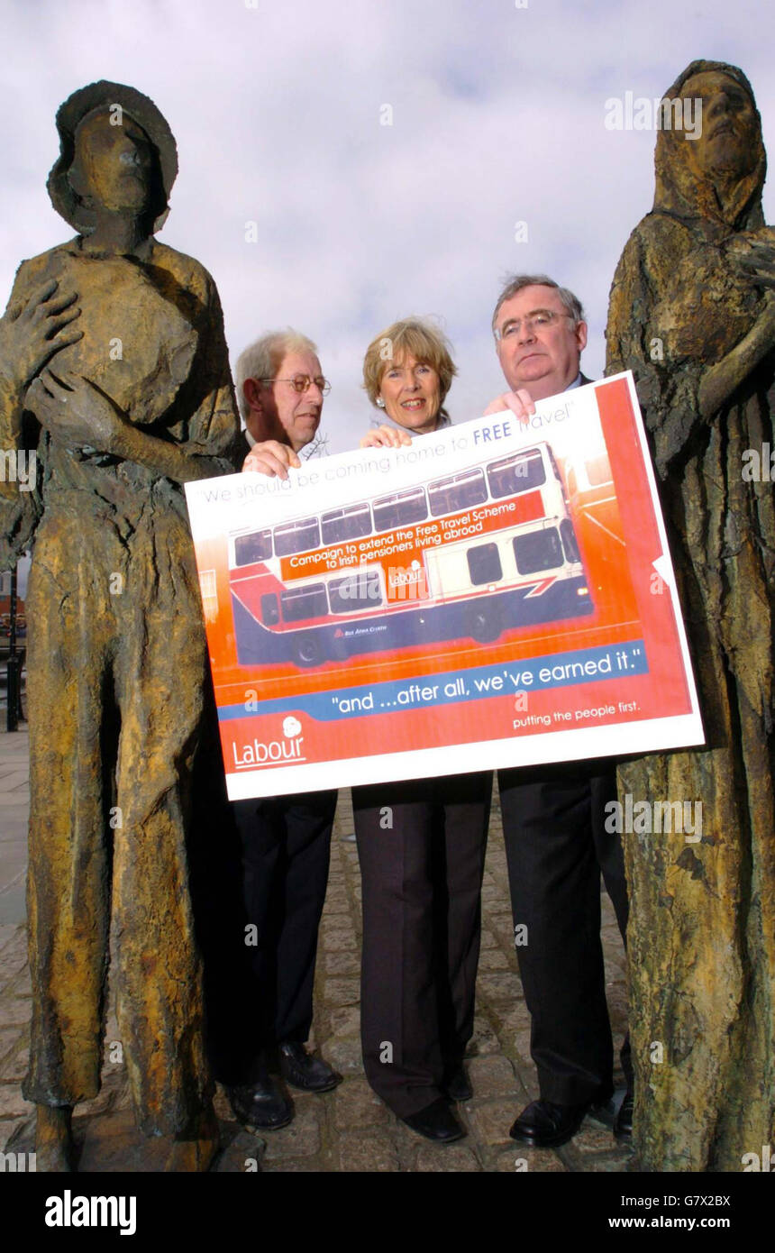 Irish Labour Party leader Pat Rabbitte (right) with Emmet Stagg TD and ...
