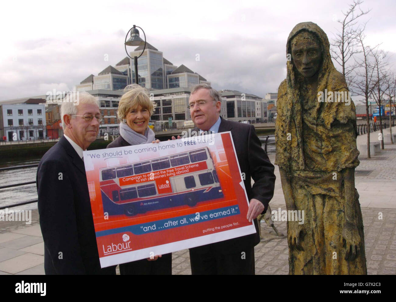 Irish Labour Party leader Pat Rabbitte (right) with Emmet Stagg TD and ...