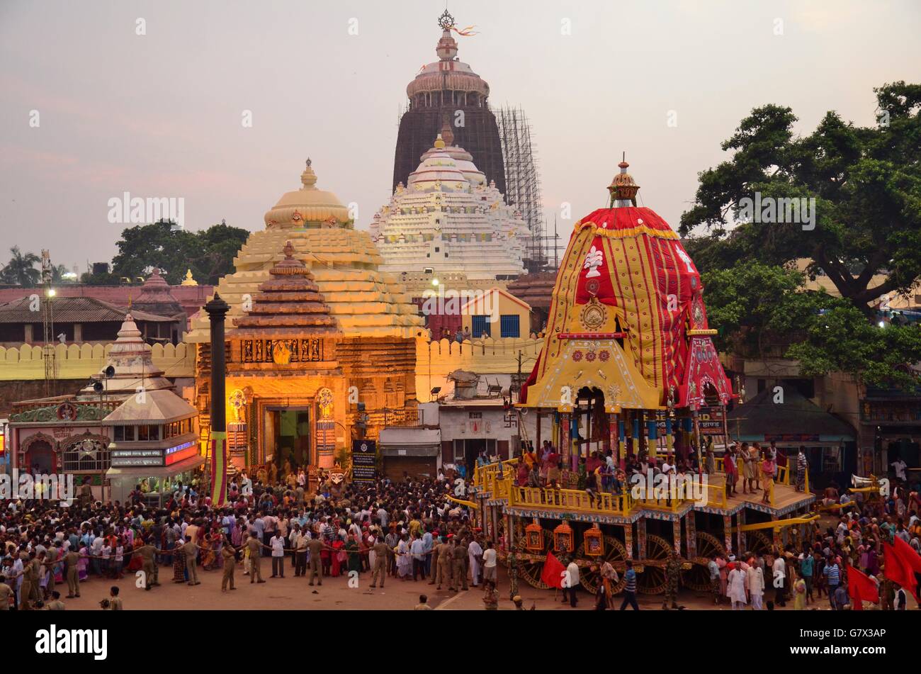 Rathyatra or Chariot festival, with Jagannatha Temple at background ...