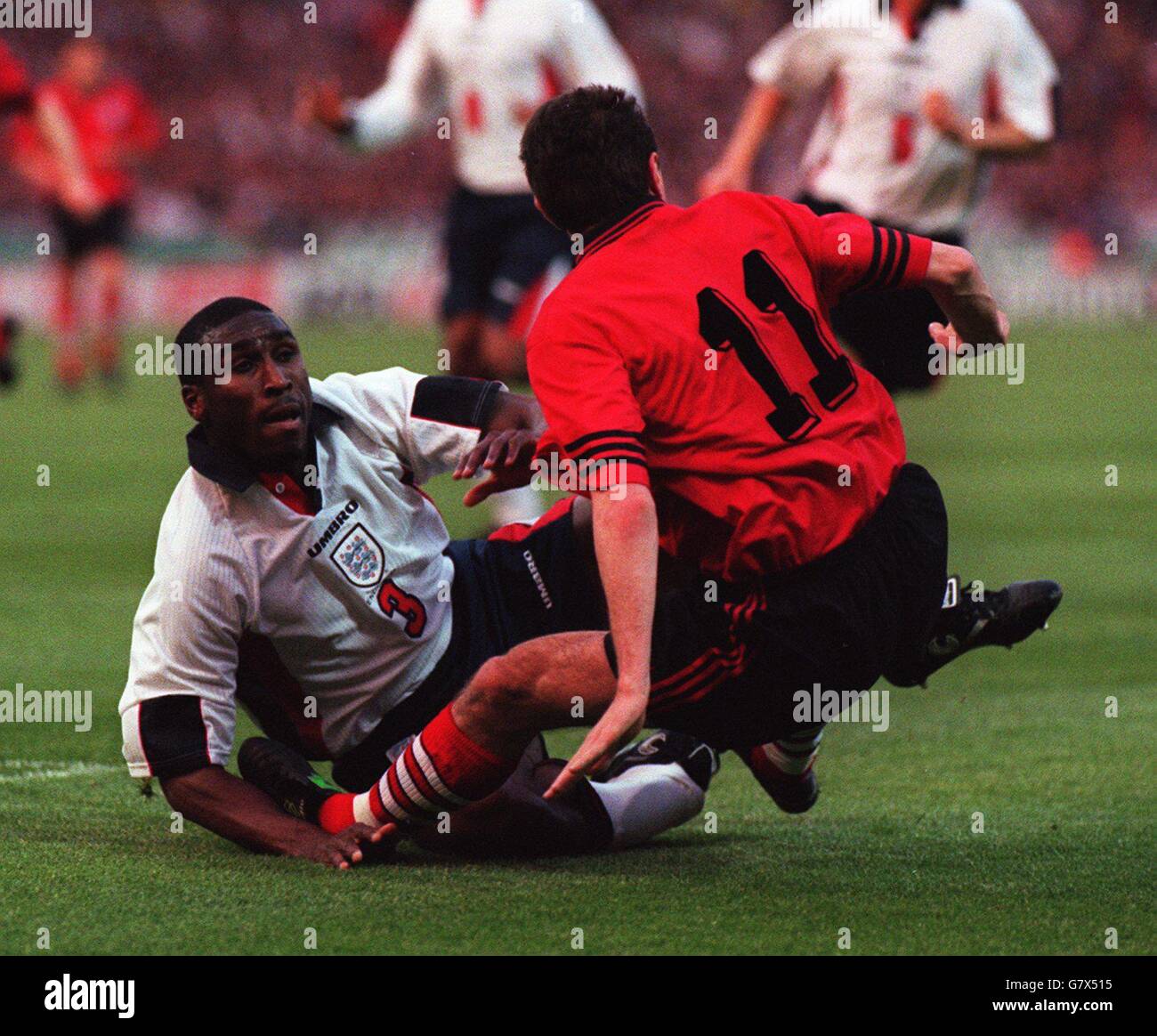 Sol campbell england tackled by shota arveladze hi-res stock ...