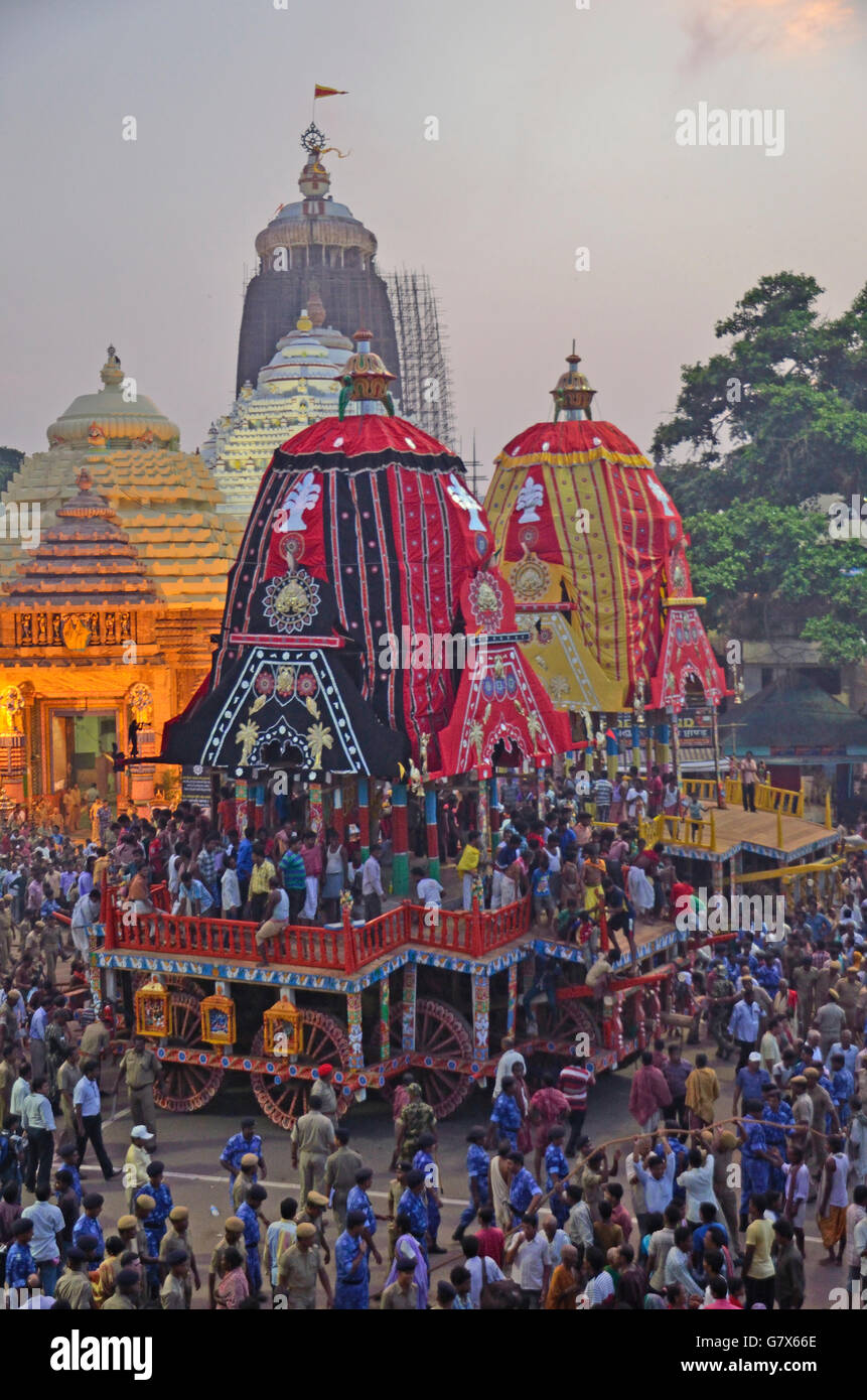 Rathyatra or Chariot festival, with Jagannatha Temple at background ...
