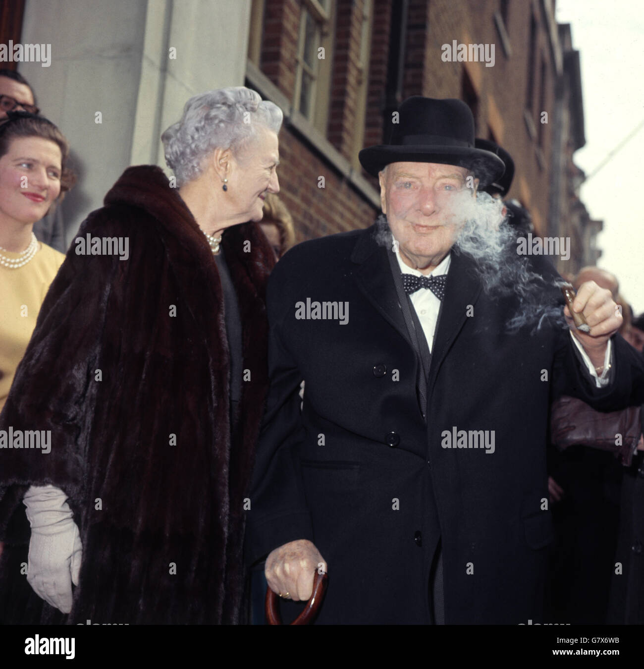 Sir Winston Churchill pictured with his wife Lady Churchill as they ...