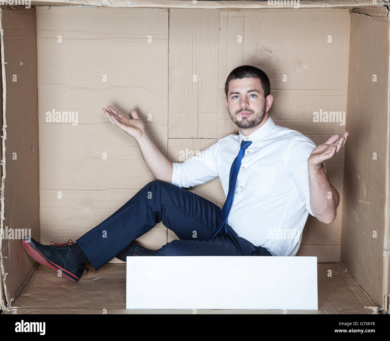 undecided businessman with copy space Stock Photo - Alamy