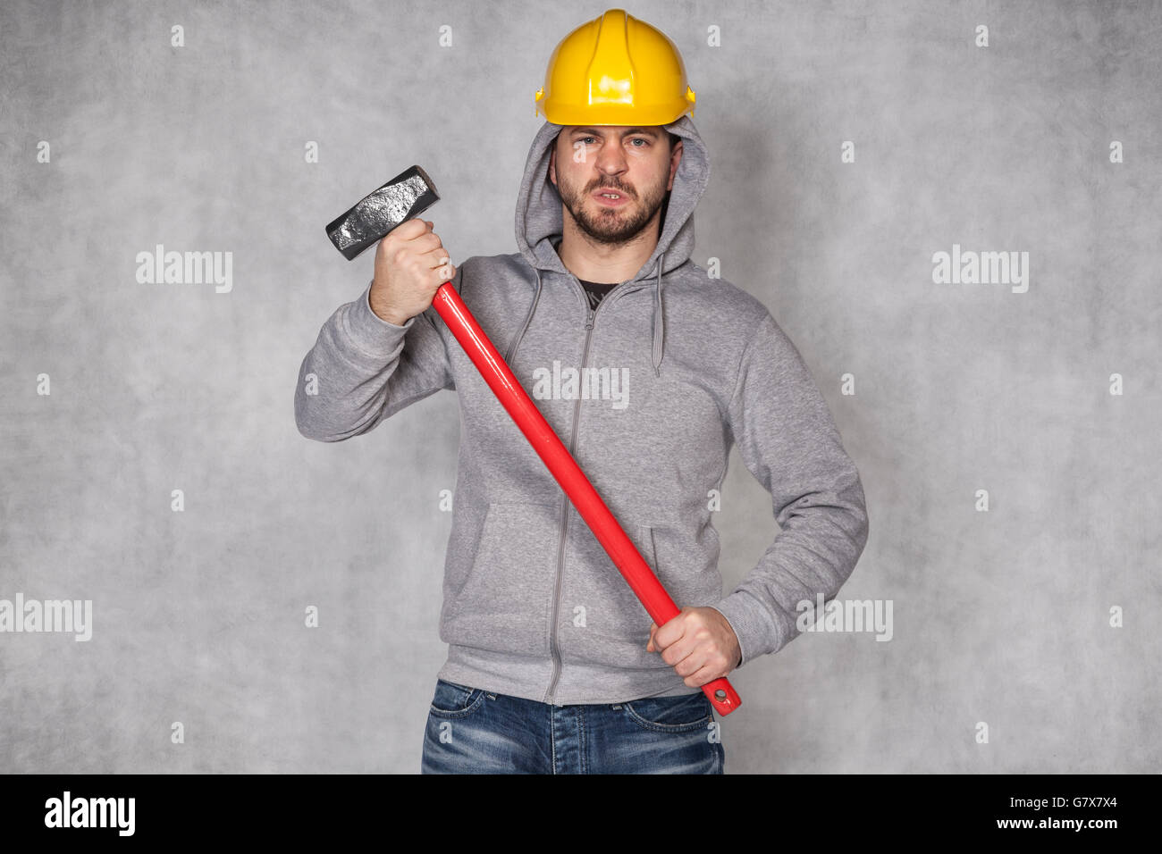 aggressive builder can be dangerous Stock Photo - Alamy