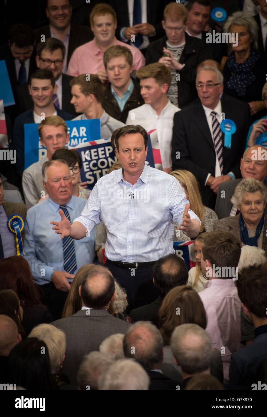 Prime Minister David Cameron attends a rally at Hetherington Livestock ...