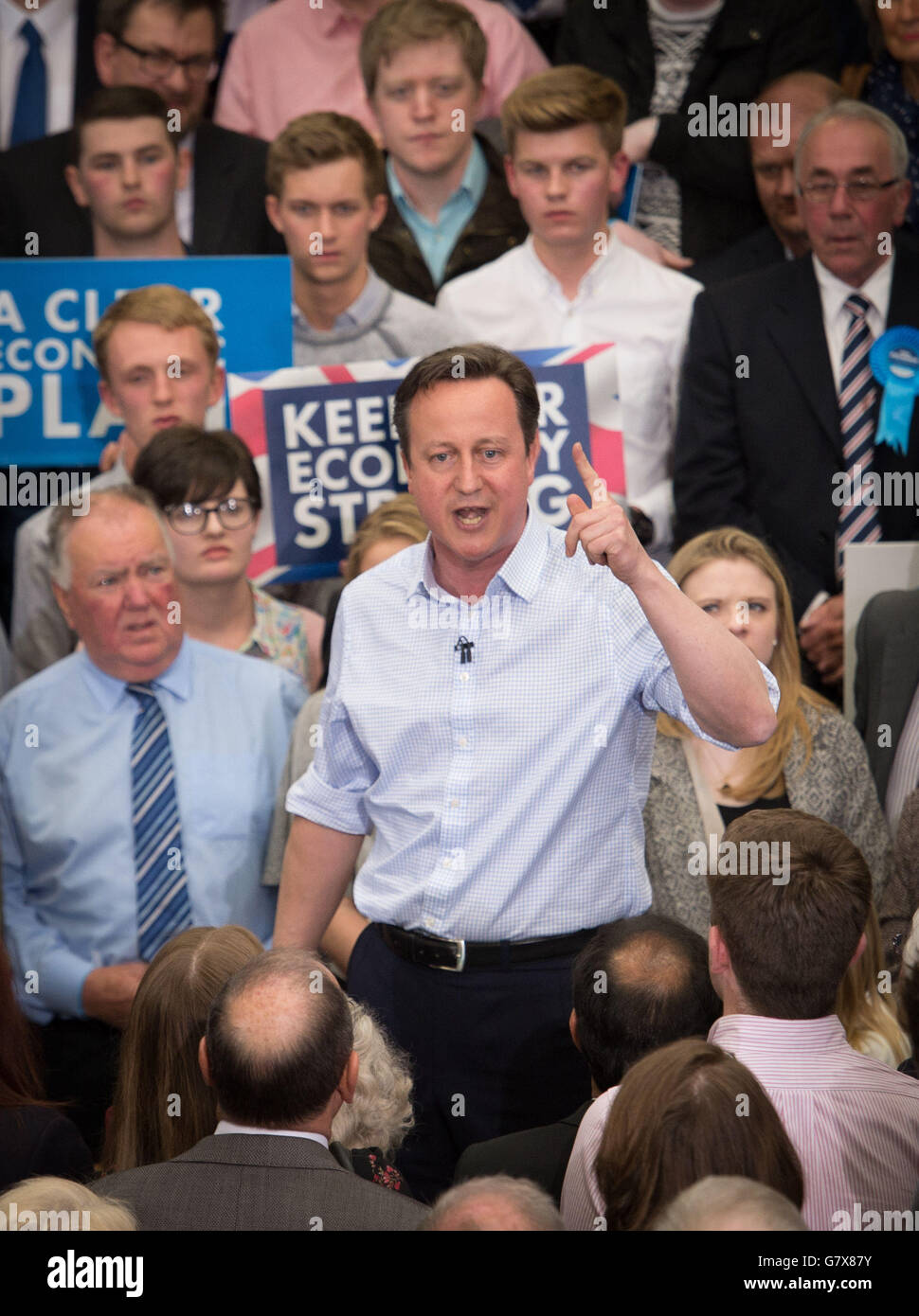 Prime Minister David Cameron arrives to hold his final rally of the ...