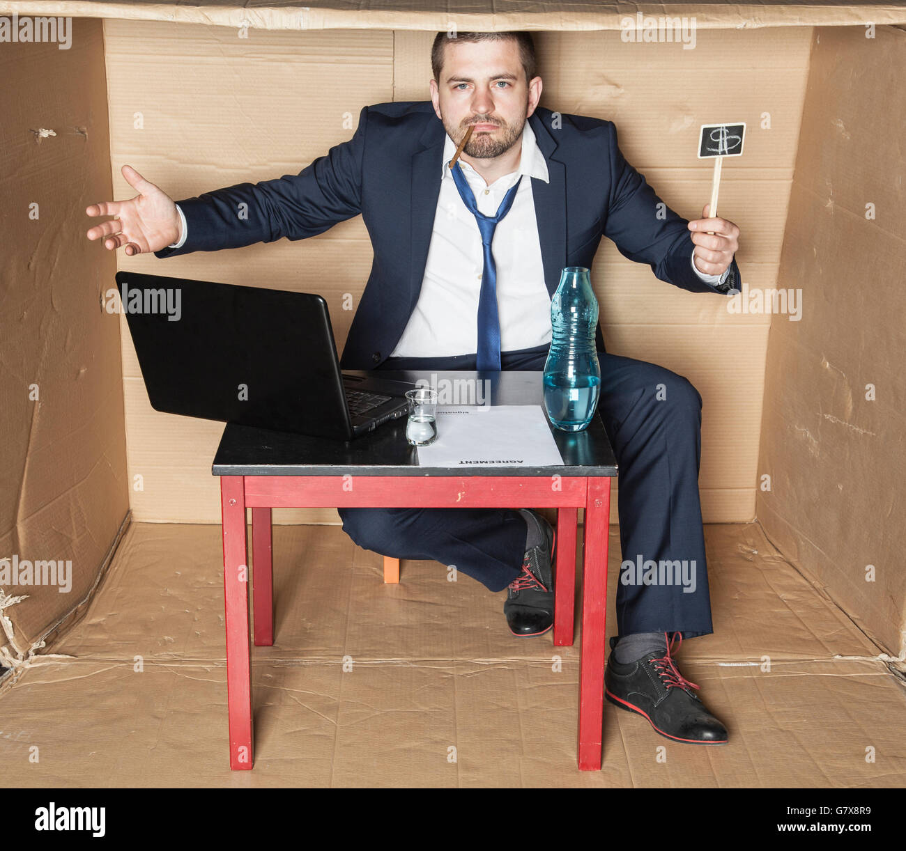 Drunk businessman is irresponsible Stock Photo - Alamy