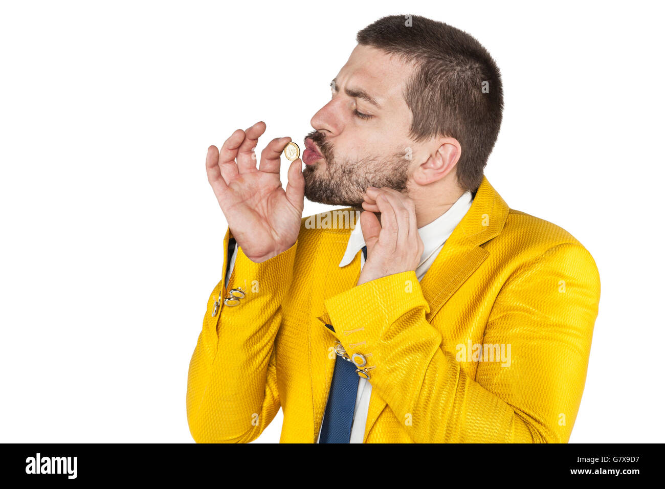 miserly businessman counts every cent Stock Photo - Alamy