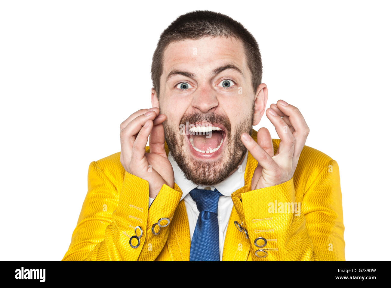 crazy businessman screaming like a man possessed Stock Photo - Alamy