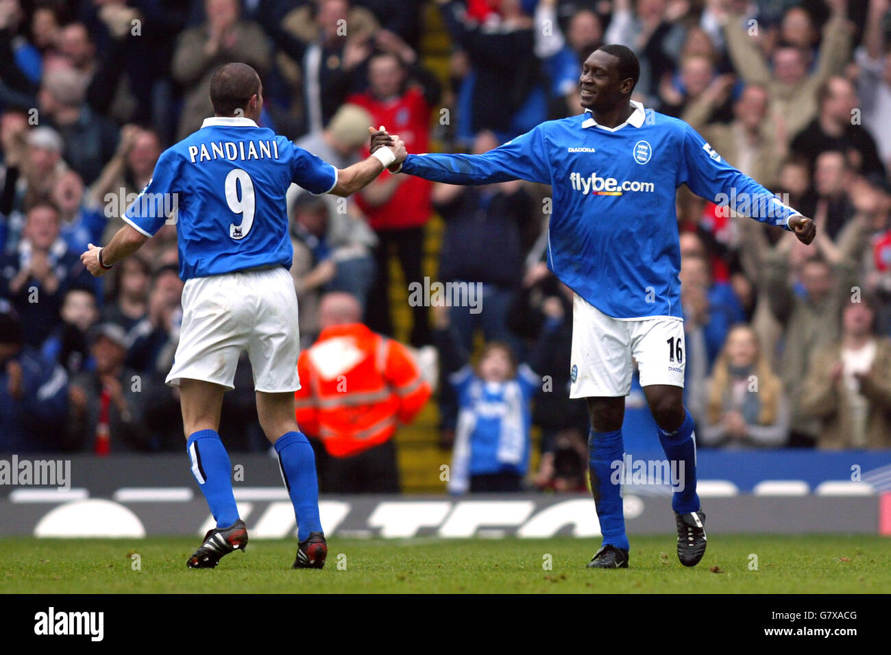 Birmingham City's Emile Heskey celebrates his goal with Walter Pandiani ...