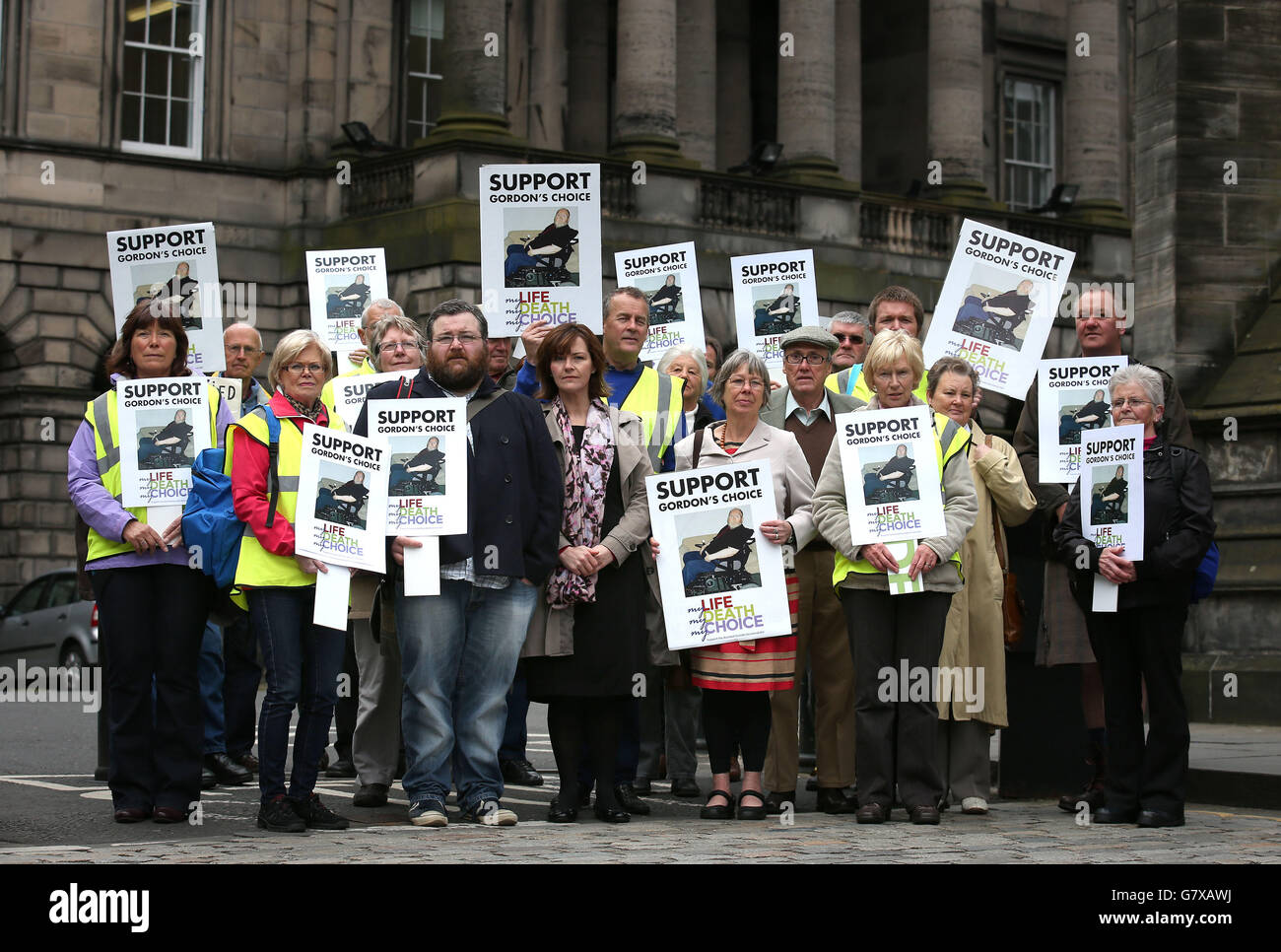 Family members and campaigners outside Parliament House in Edinburgh to ...
