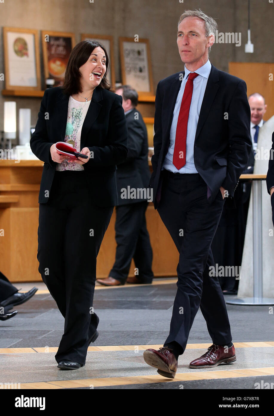 Scottish Labour leader Jim Murphy and his deputy Kezia Dugdale MSP walk ...