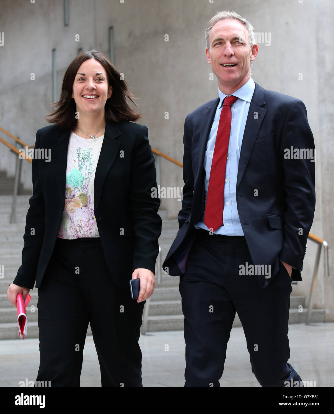Scottish Labour leader Jim Murphy and his deputy Kezia Dugdale MSP walk ...