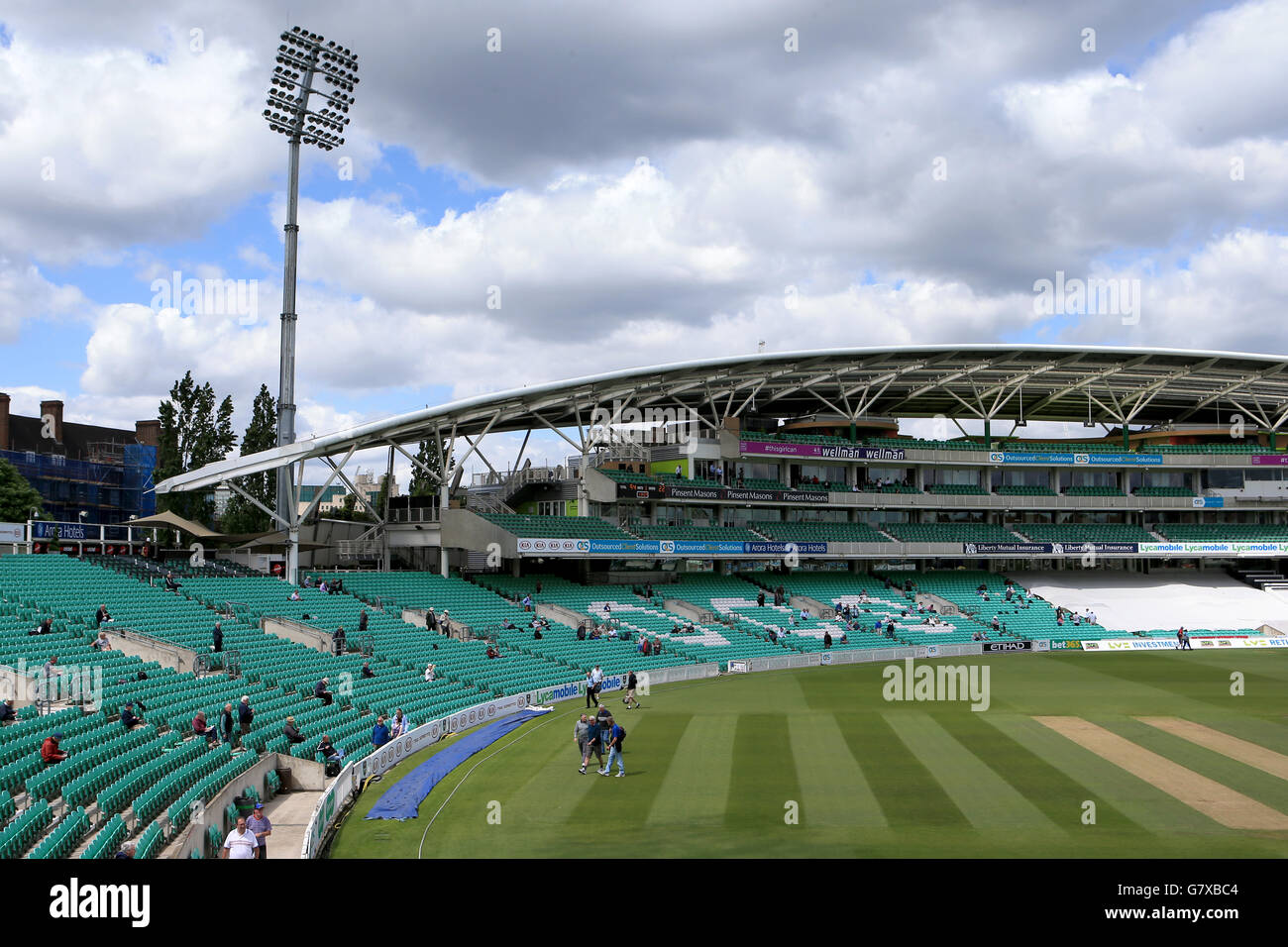 A general view of the OCS stand at the Kia Oval before the start of ...