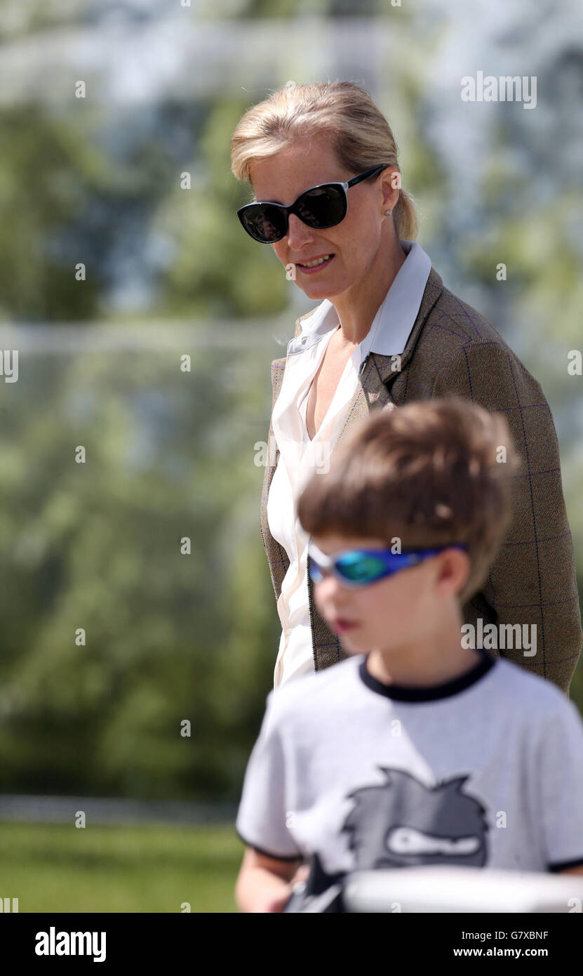 The Countess of Wessex watches her son, the Viscount James Severn, on ...