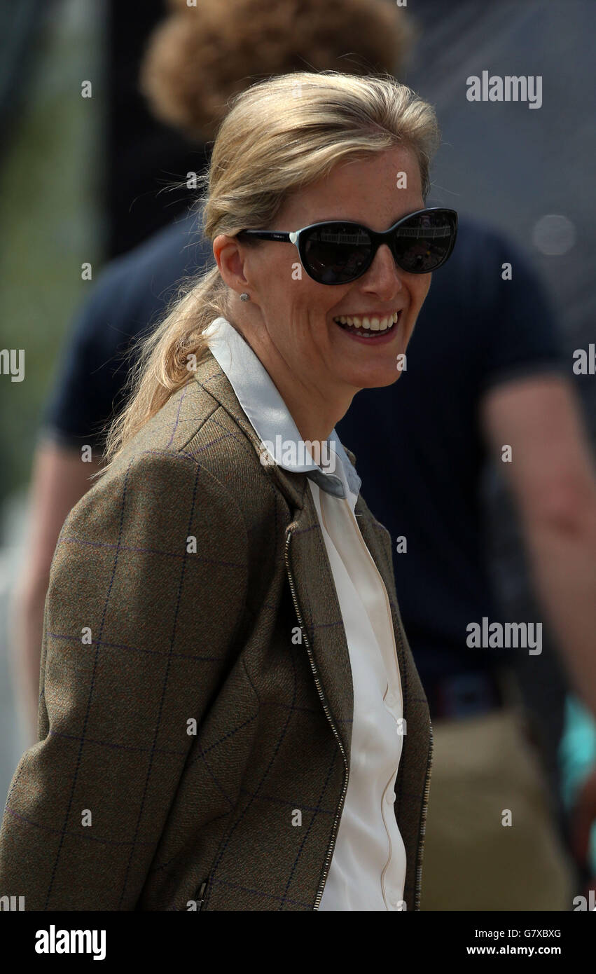 The Countess of Wessex watches her son, the Viscount James Severn, on ...