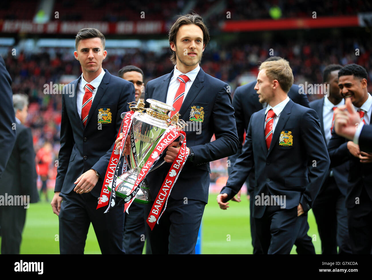 Manchester United U21 captain Tom Thorpe with the trophy for the ...