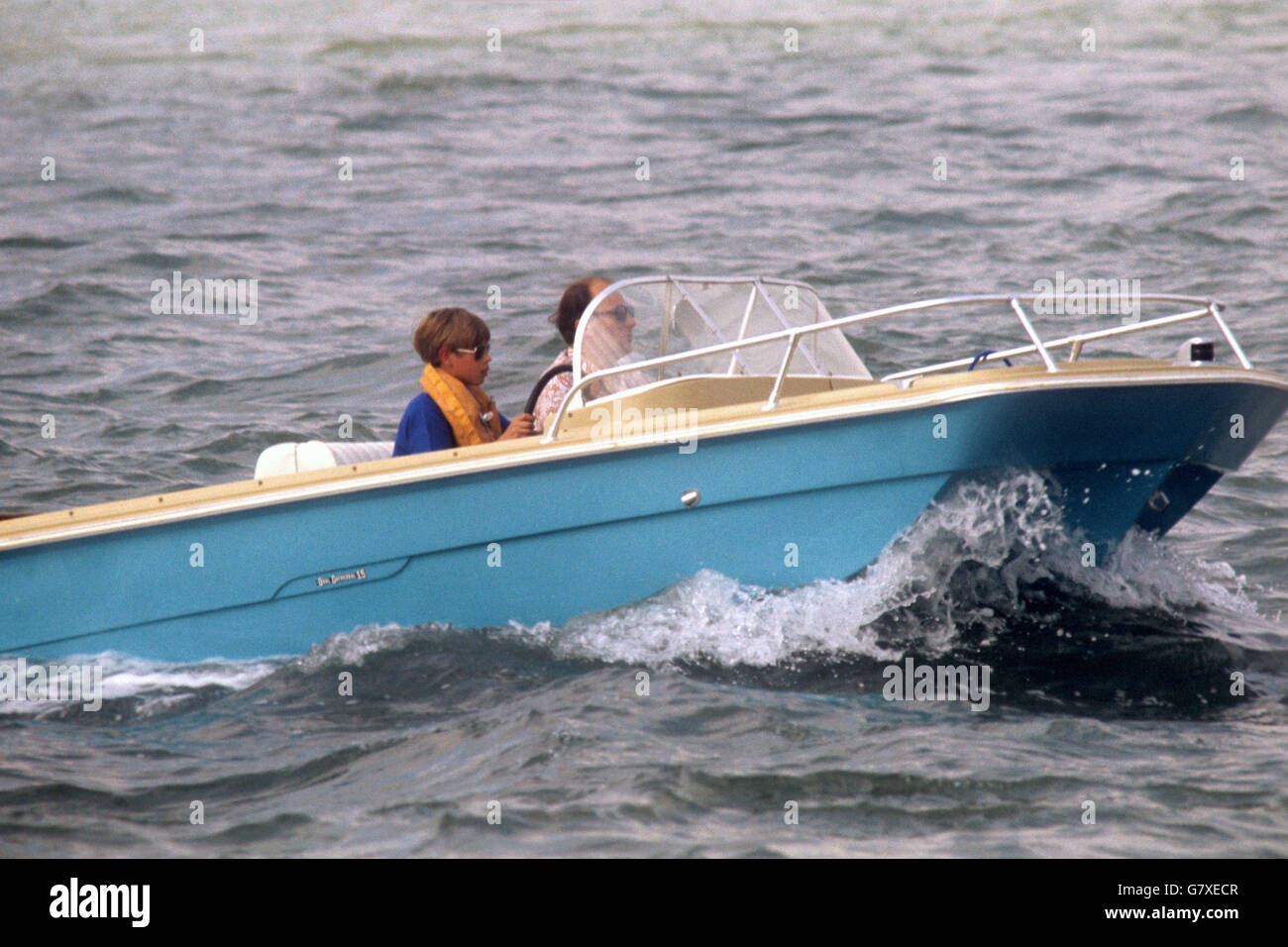 Prince Edward, 13, at the wheel of a speedboat in the Solent during ...