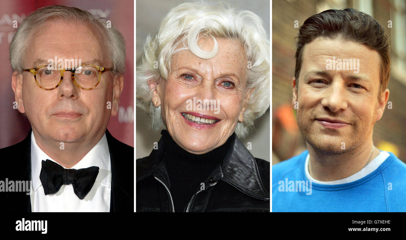 File photos of (from the left) David Starkey, Honor Blackman and Jamie ...