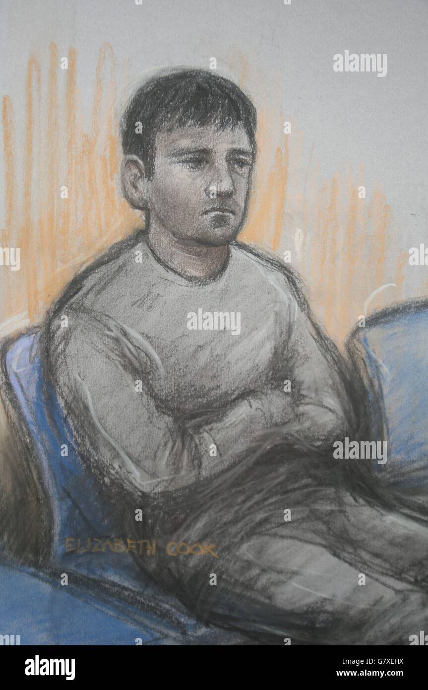 Court artist sketch by Elizabeth Cook of British financial trader ...