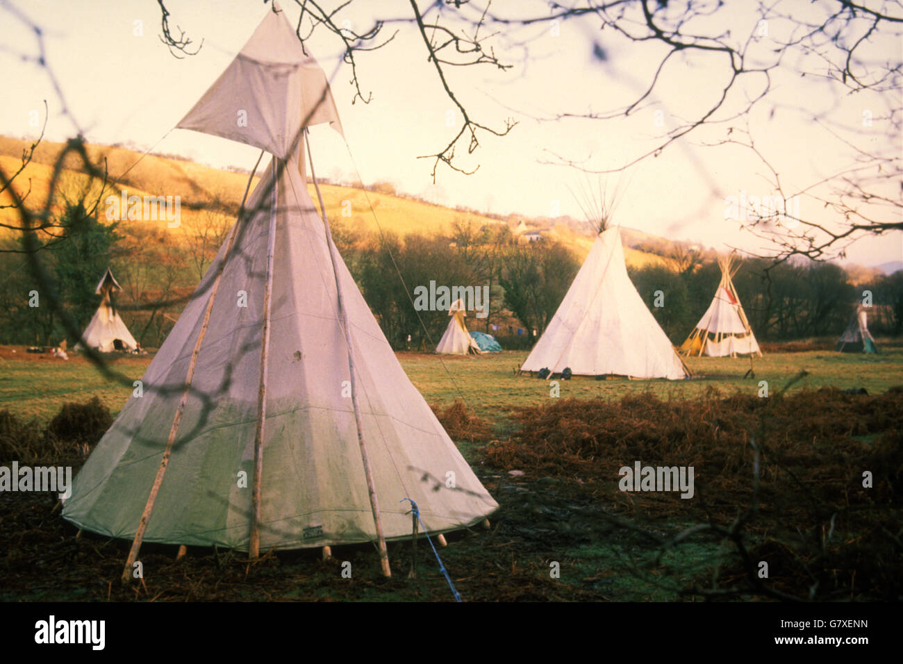 The Rainbow Tribe's teepee village on the outskirts of Cwmdu, near ...