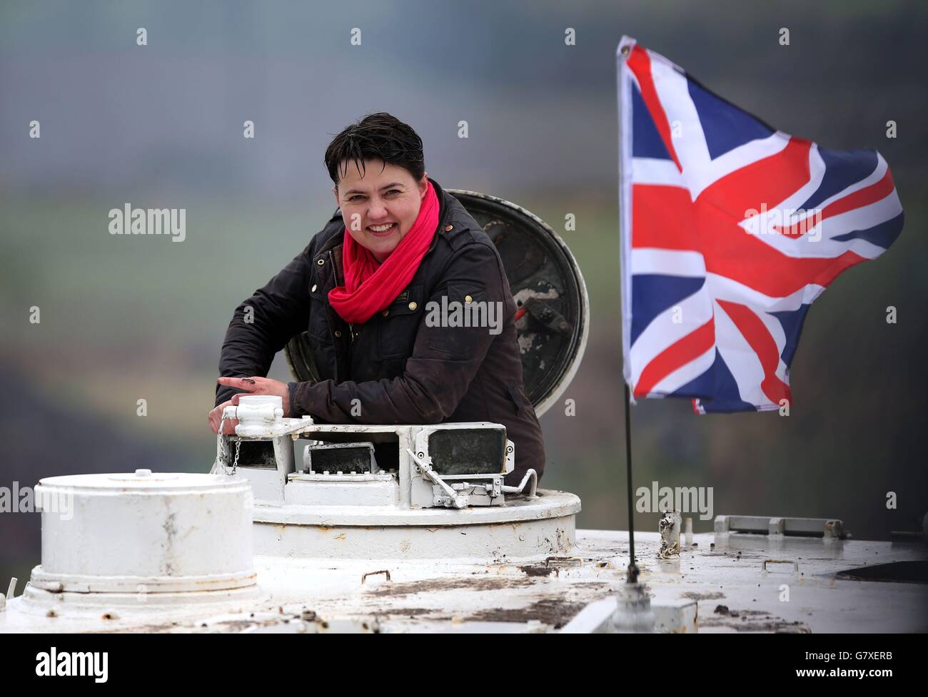 Scottish Conservative Leader Ruth Davidson before she drives a tank at ...