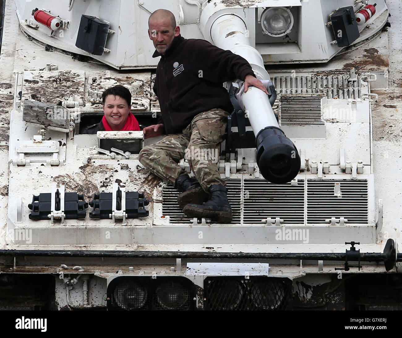 Scottish Conservative Leader Ruth Davidson drives a tank with ...