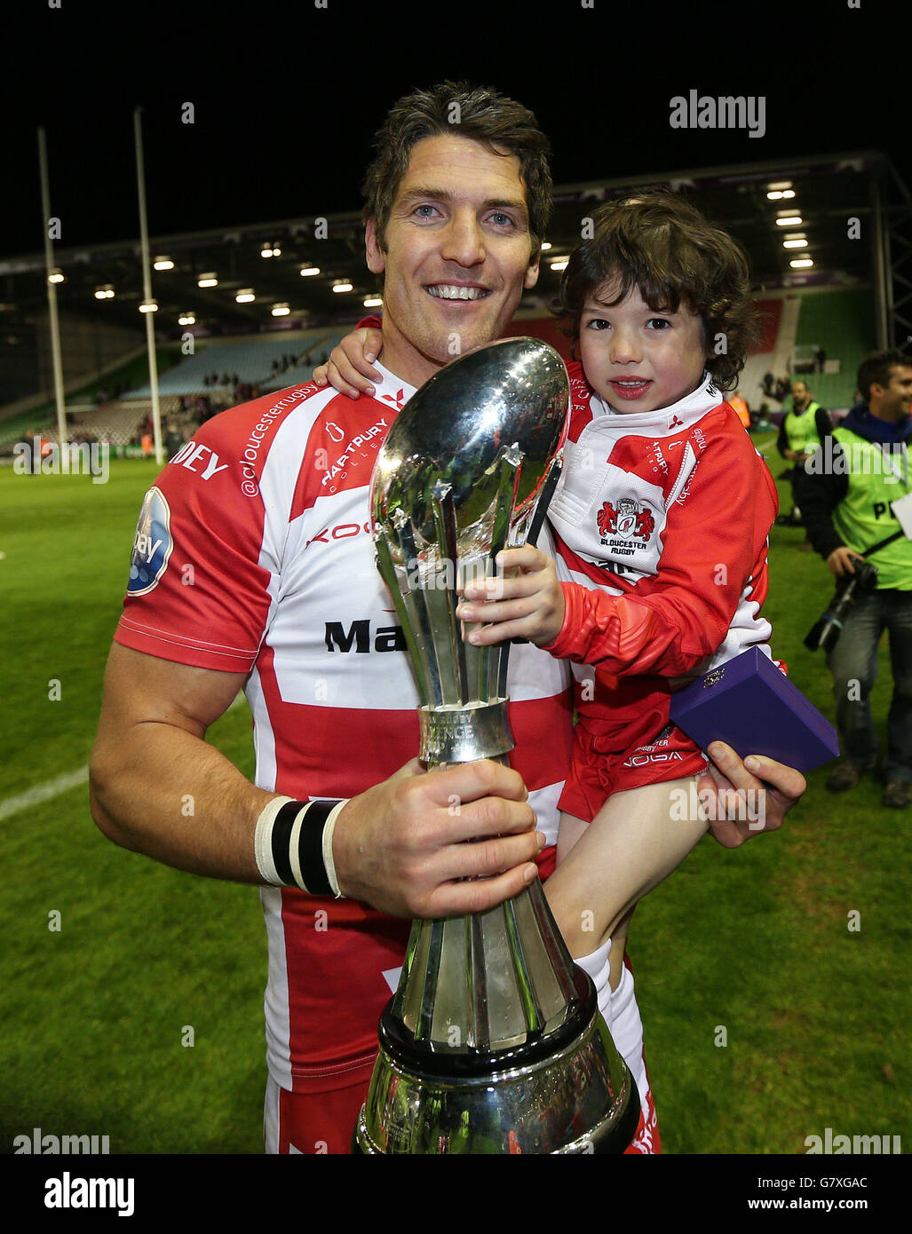 Gloucester's James Hook and his son Harrison celebrate after the ...