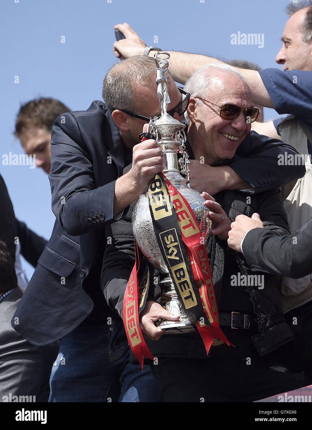 AFC Bournemouth chairman Jeff Mostyn (right) celebrates with the Sky ...