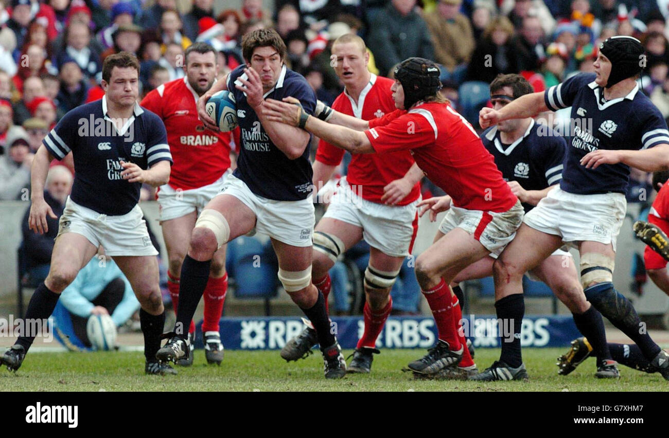 Scotland's Nathan Hines breaks from the back of a lineout against Wales ...