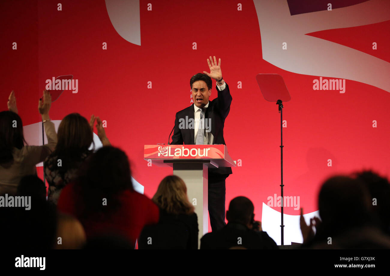 Labour Party leader Ed Miliband speaks at Leeds City Museum during the ...