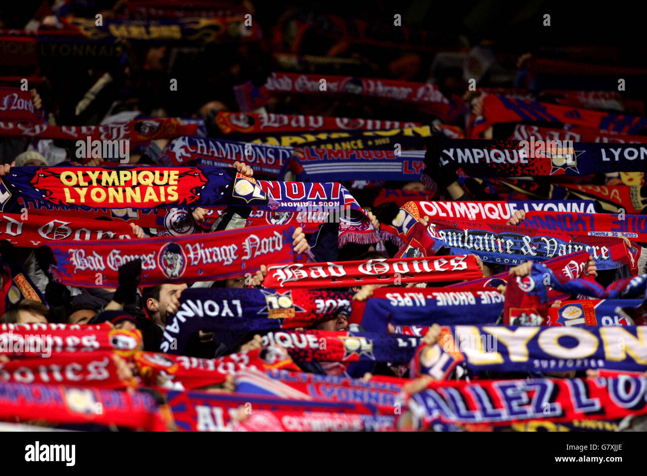 Olympique Lyonnais fans soak up the atmosphere at the Stade Municipal ...