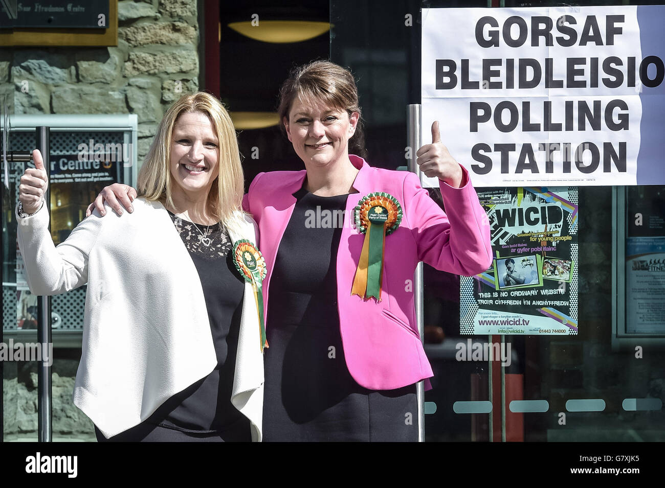 Plaid Cymru leader Leanne Wood, right, and the party's candidate for ...
