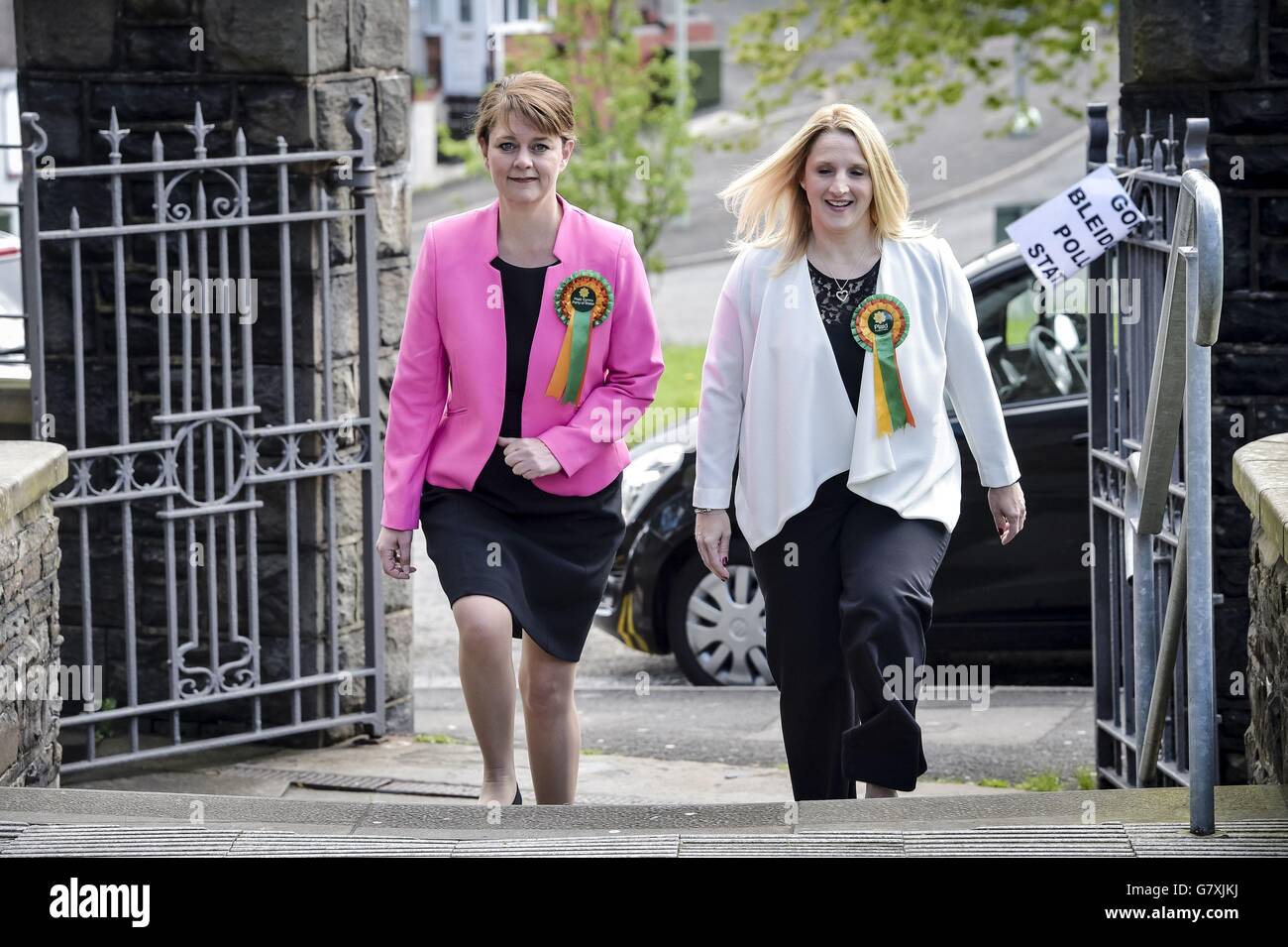 Plaid Cymru leader Leanne Wood, left, and the party's candidate for ...