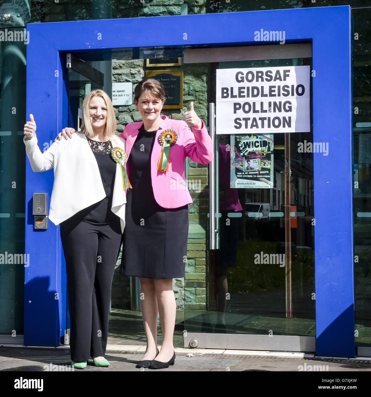 Plaid Cymru leader Leanne Wood, right, and the party's candidate for ...
