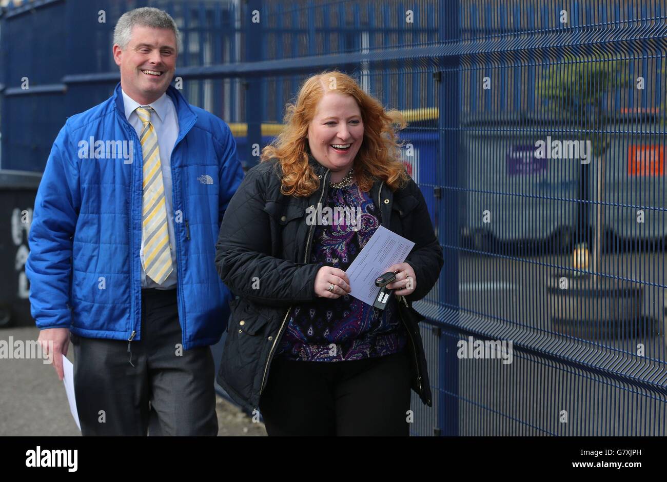 Alliance Party candidate for East Belfast Naomi Long and her husband ...