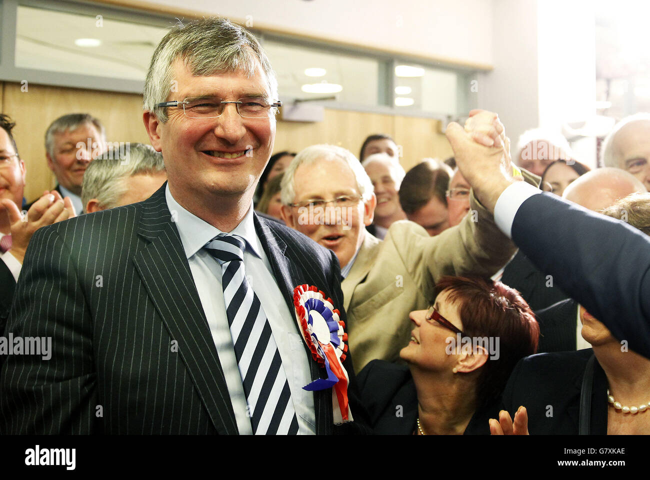 UUP candidate for Fermanagh and South Tyrone Tom Elliott celebrates ...