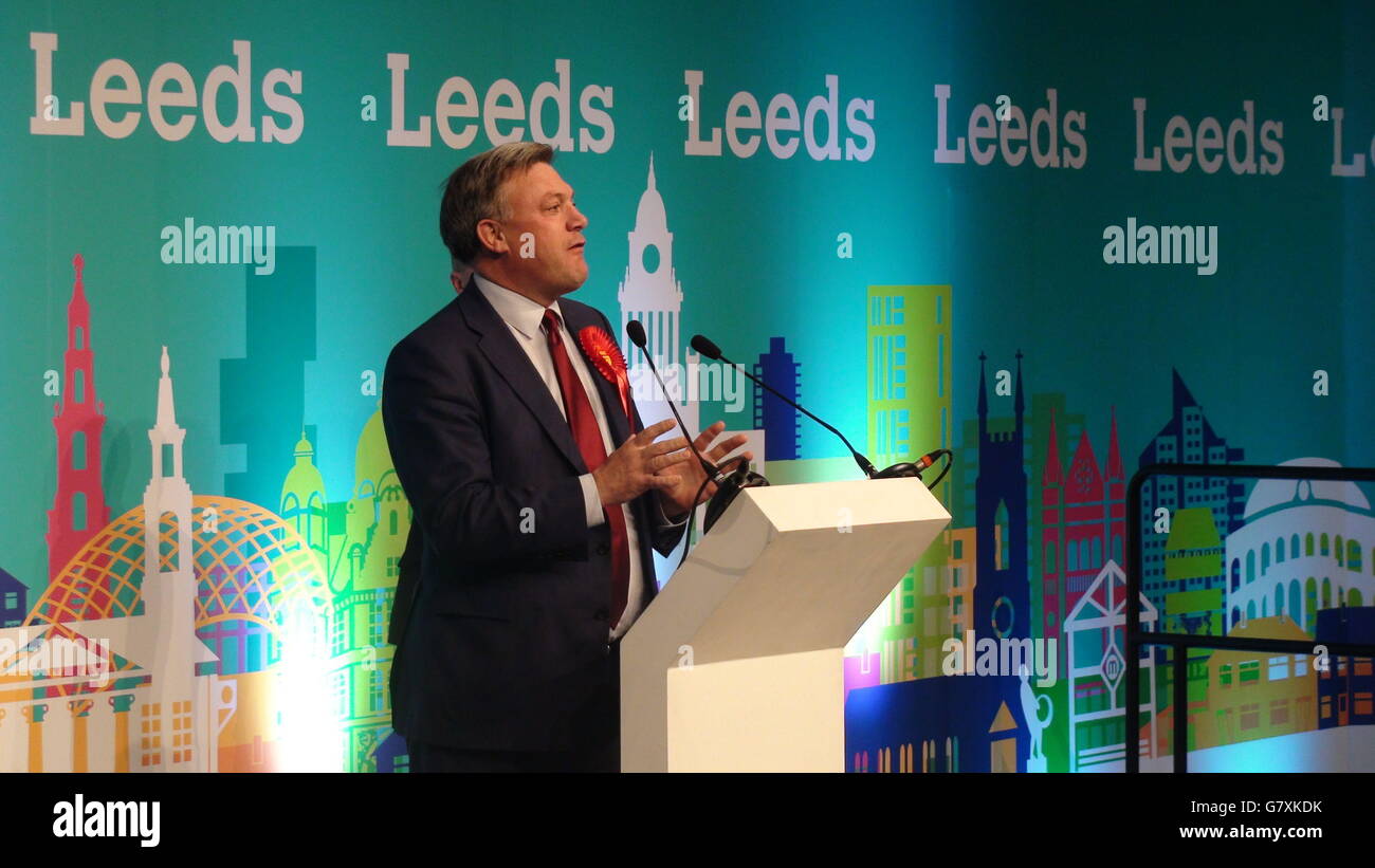 Shadow Chancellor Ed Balls makes a speech after losing his Morley and ...