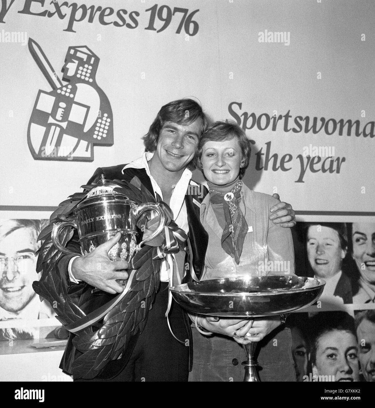 Racing driver james hunt and show jumper debbie johnsey Black and White ...
