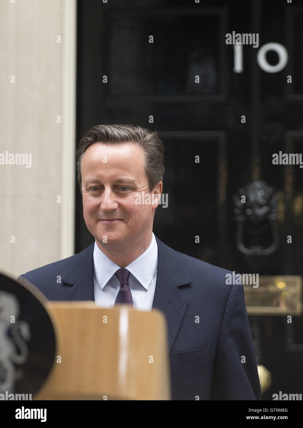 Prime Minister David Cameron speaks outside 10 Downing Street, London ...