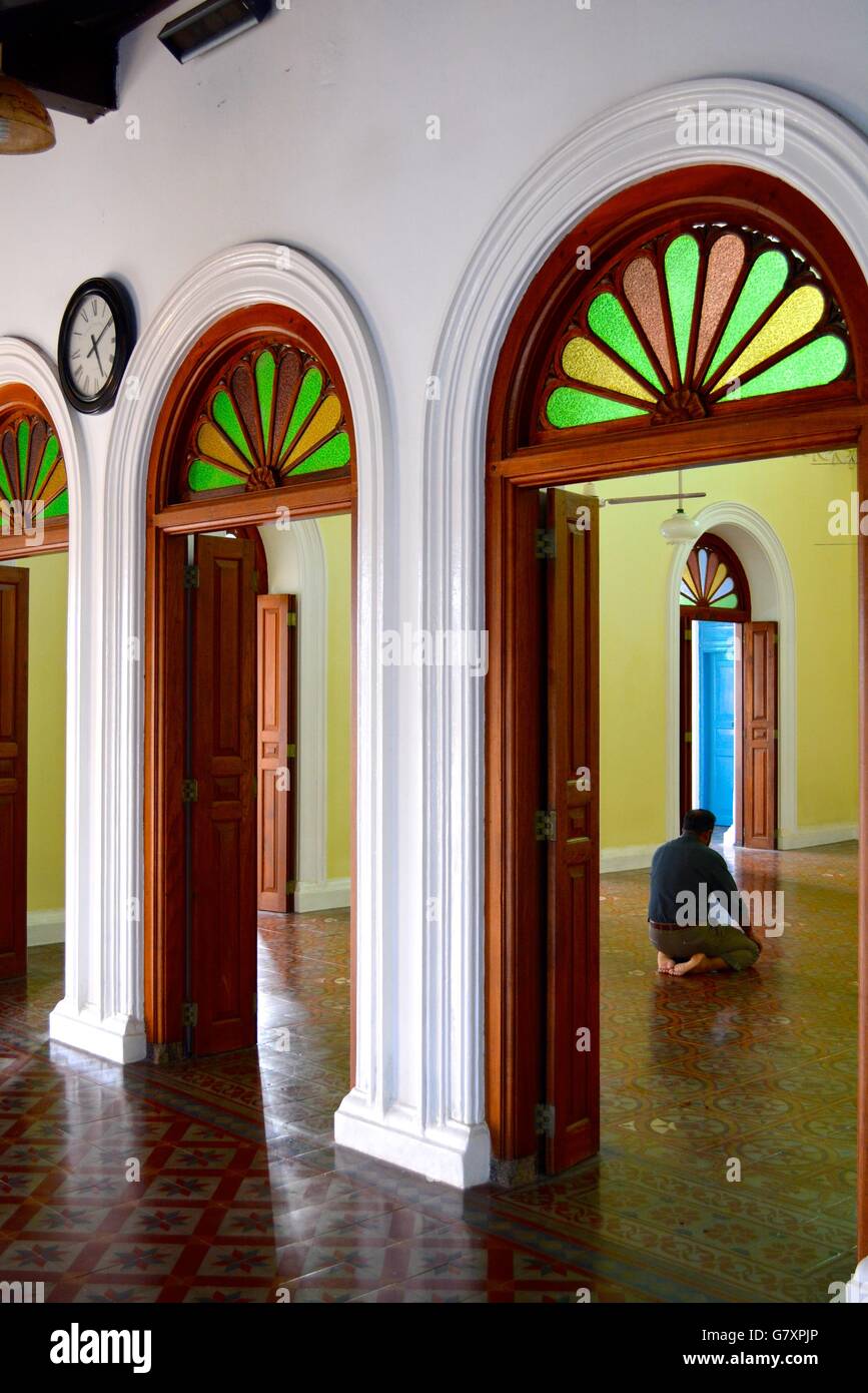 Man praying, interior of Meera mosque in Galle Fort, Sri Lanka Stock ...